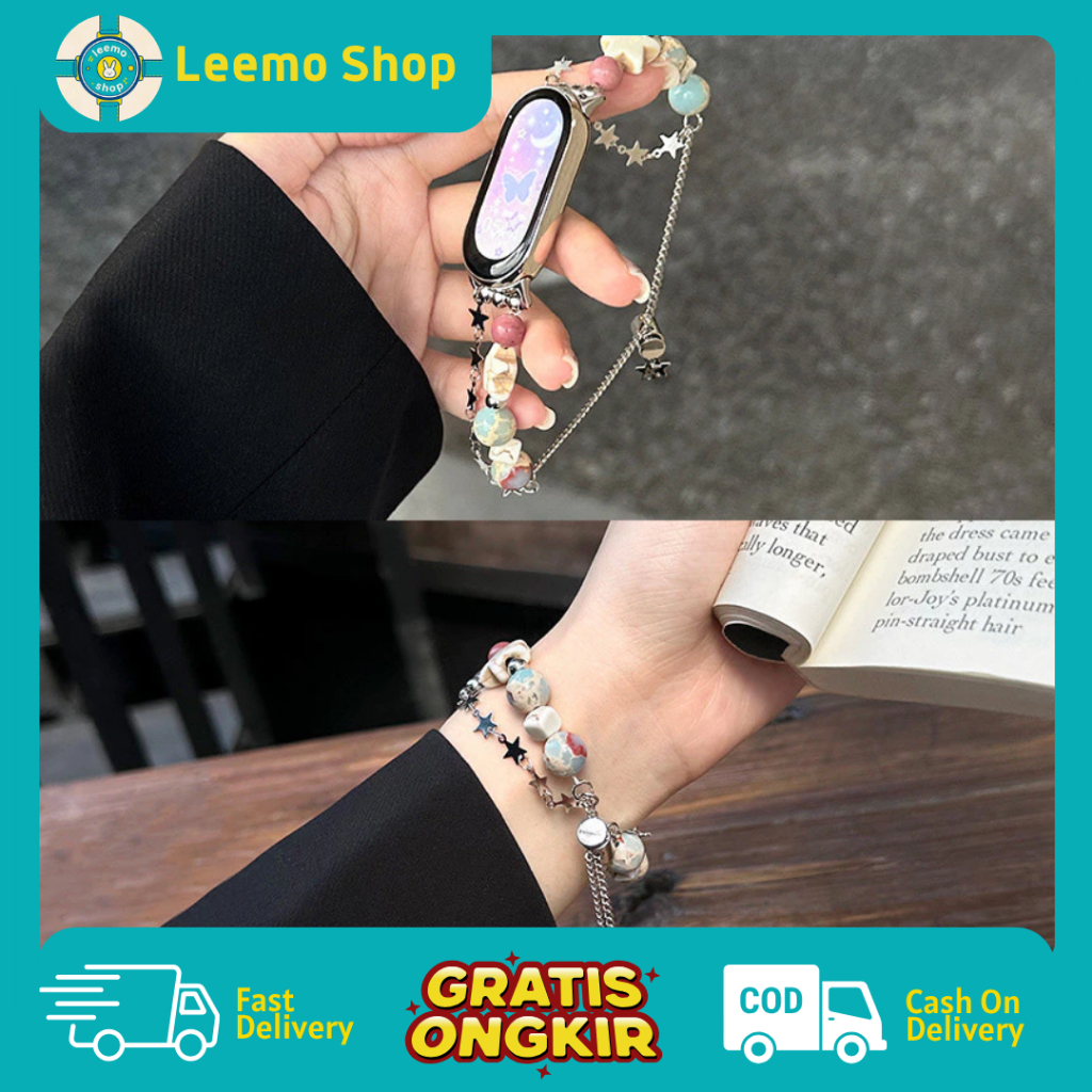 Jual Tali Jam Straps Jam Tali Manik-Manik Bulan Bintang untuk Mi Band 8/9/10 – Lucu ...