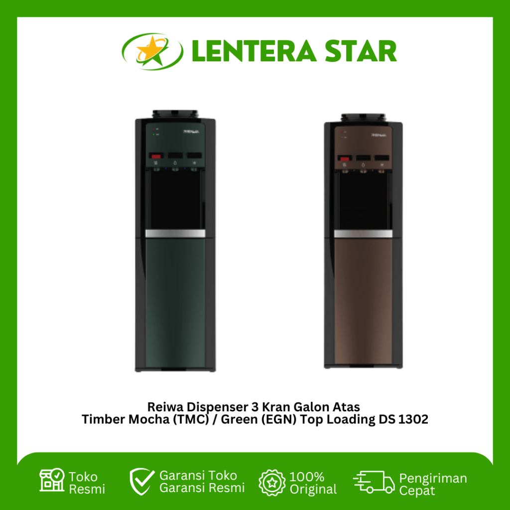 Jual Reiwa Dispenser 3 Kran Galon Atas Timber Mocha (TMC) / Emerald ...