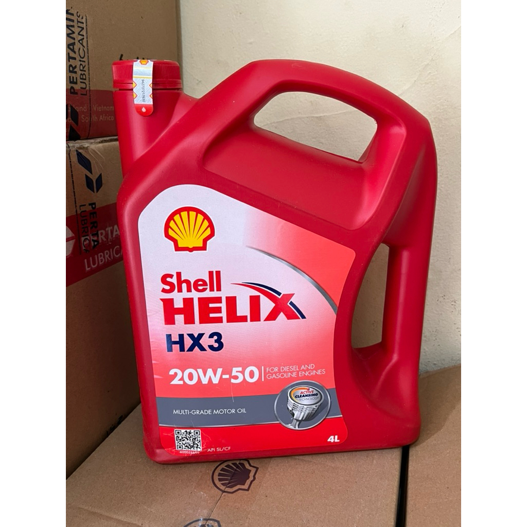 Jual OLI MESIN SHELL HELIX HX3 4 LITER SAE 20W-50 PELUMAS OIL MESIN ...