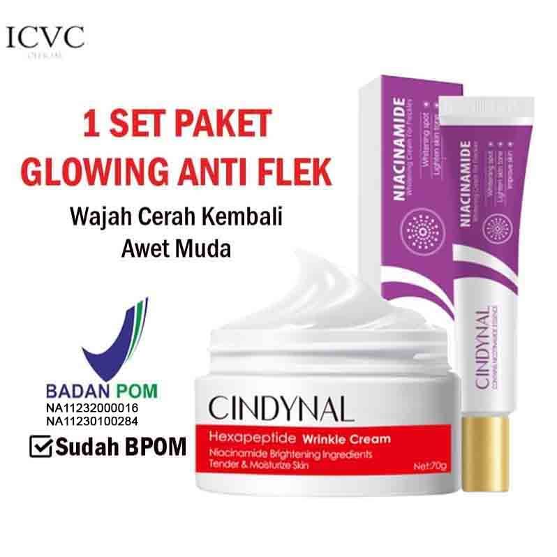 Jual BPOM 2 SET Cindynal Paket Wajah Glowing Hexapeptide anti Wrinkle Cream Atasi Flek Hitam ...
