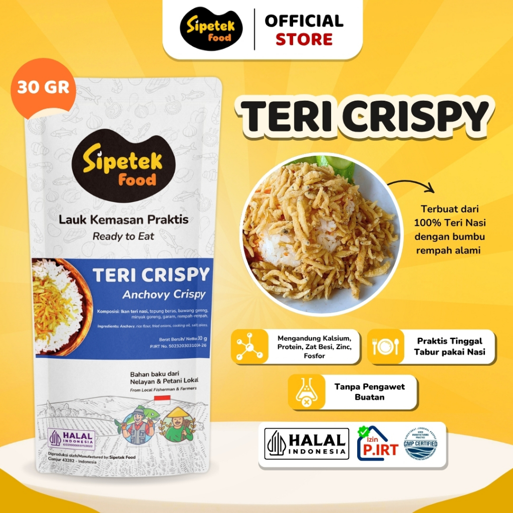 Jual Teri Crispy Original Asin Gurih Kemasan Pouch 30gr Sipetek Food ...