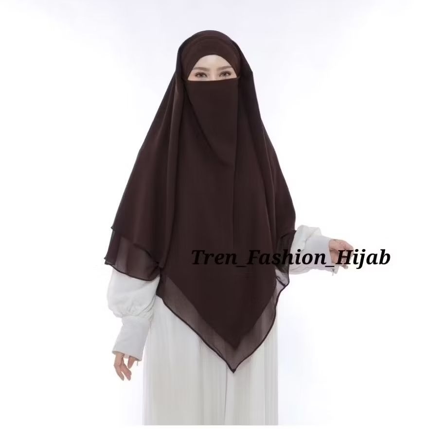 Jual [COD] TREN_FASHION FRENCH KHIMAR NIQAB CADAR TALI INSTAN AISYAH CERUTY BABYDOLL 2 LAYER ...