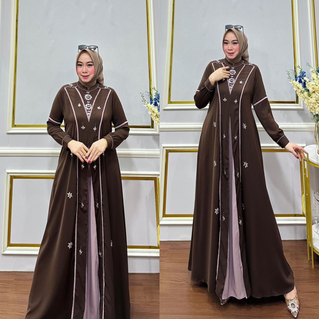 Jual Gamis Polos Kombinasi Payet Mutiara Gamis Kondangan Elegan Gamis ...
