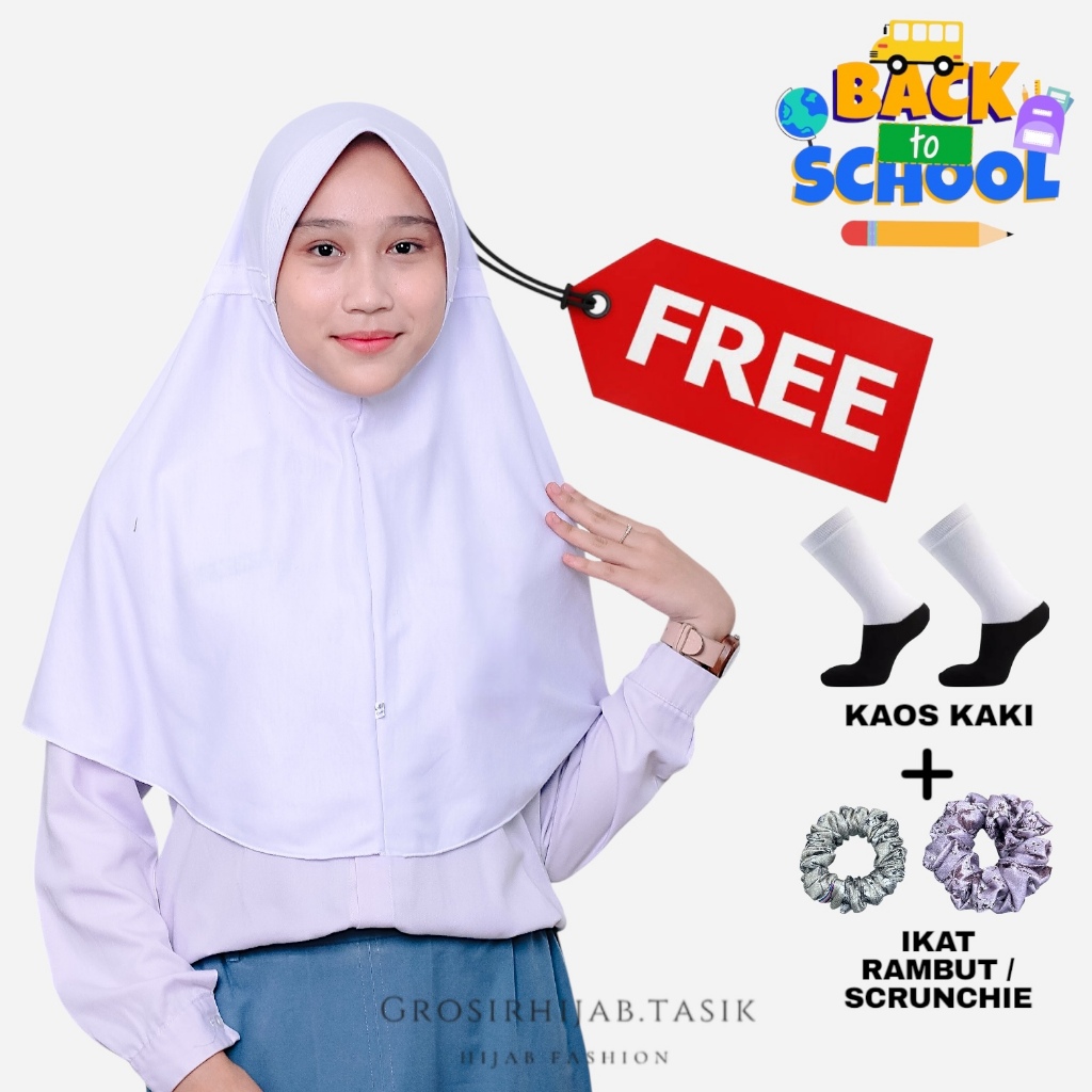 Jual KERUDUNG Modelan RABBANI Hijab SEKOLAH Instant UKURAN SD SMP SMA Innova Pita Serut Tutup ...
