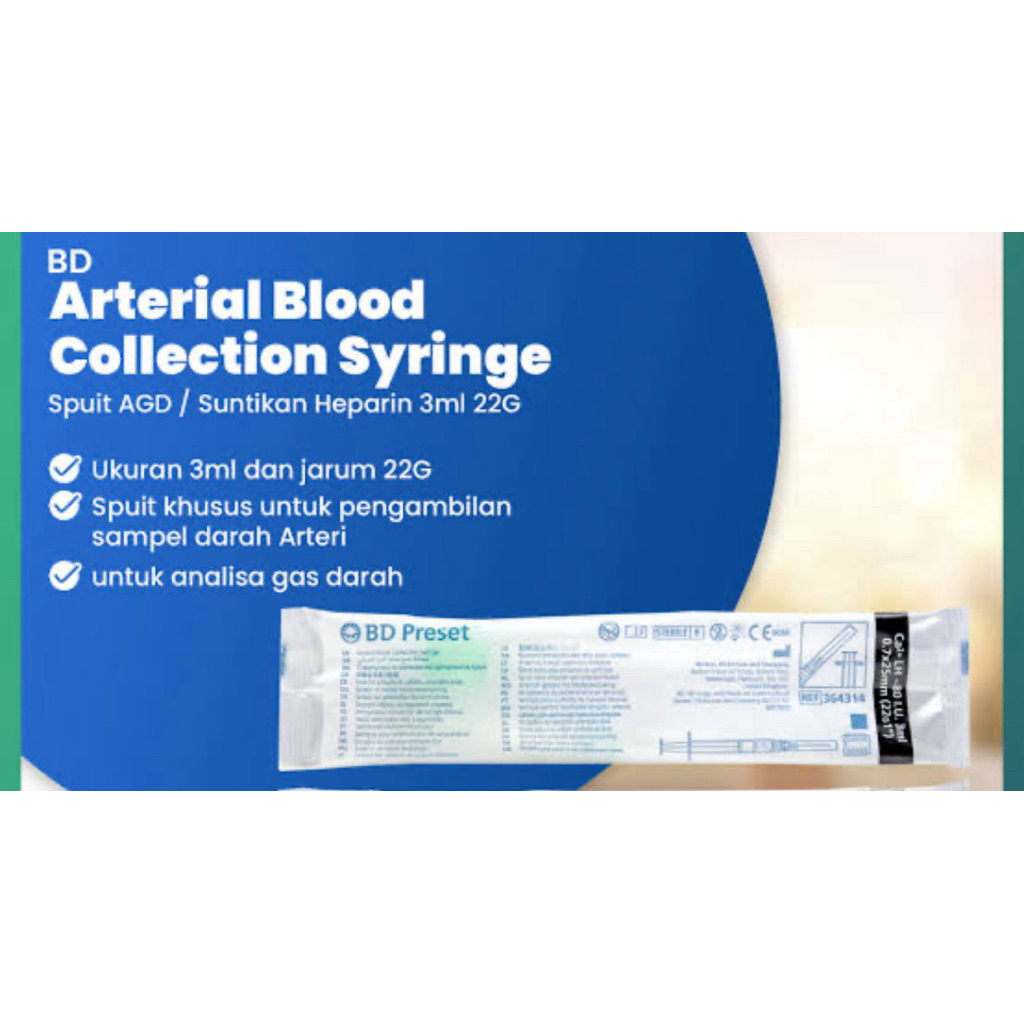 Jual BD Vacutainer Syr Abg Preset / Spuit AGD 3ml ISI 100 / Syringe ...