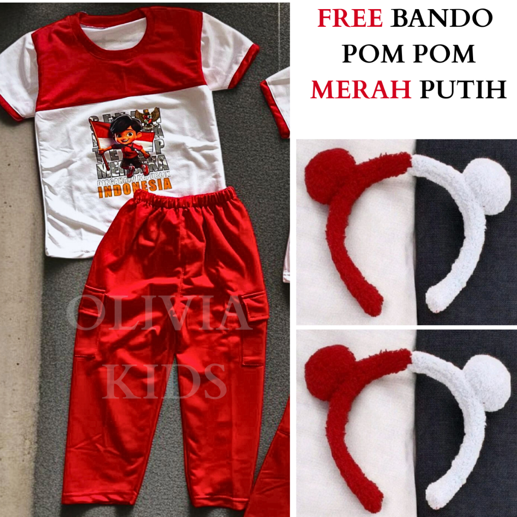 Jual FREE BANDO POM POM Stelan Kemerdekaan Anak Indonesia Setelan 17 ...
