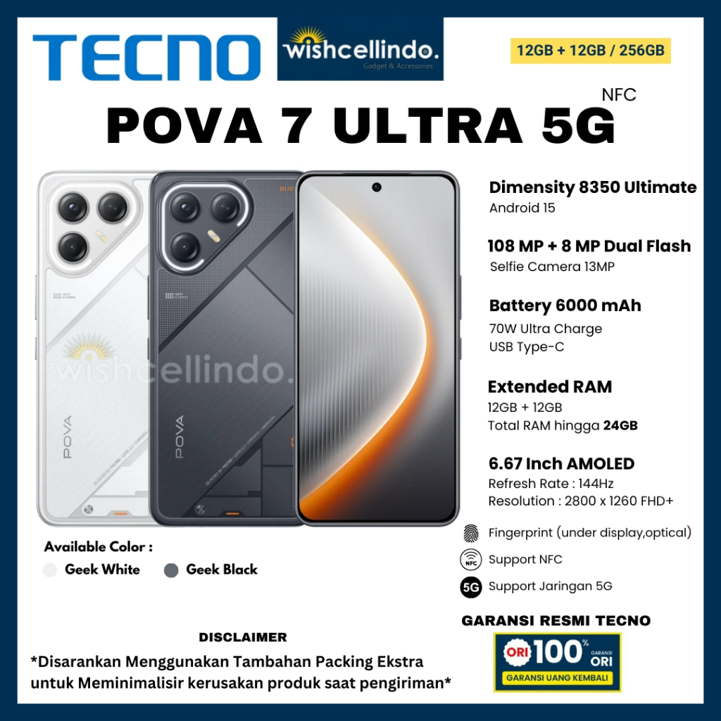 Jual HP TECNO POVA 7 ULTRA 5G 12/256GB, dan POVA 7 CURVE 5G 8/256GB ...