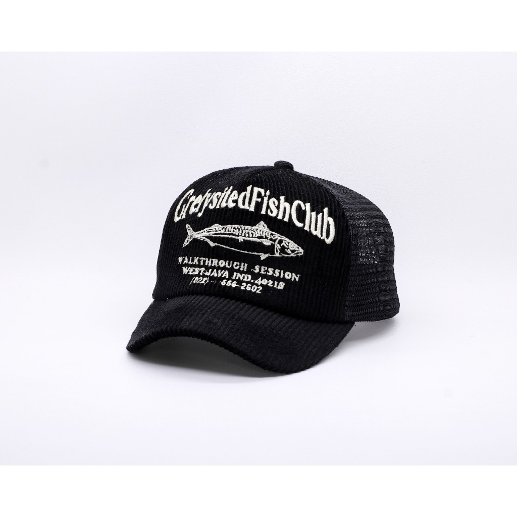 Jual TOPI TRUCKER LIDAH PENDEK BAHAN CORDUROY WARNA HITAM GRELYSITED ...