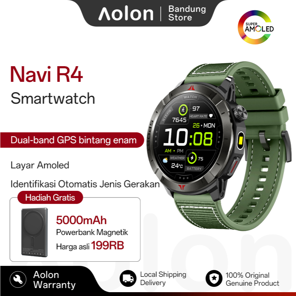 Jual Aolon Navi R4 GPS Smartwatch Six-star Dual-Frequency GPS Pace Running Altitude barometer 1. ...