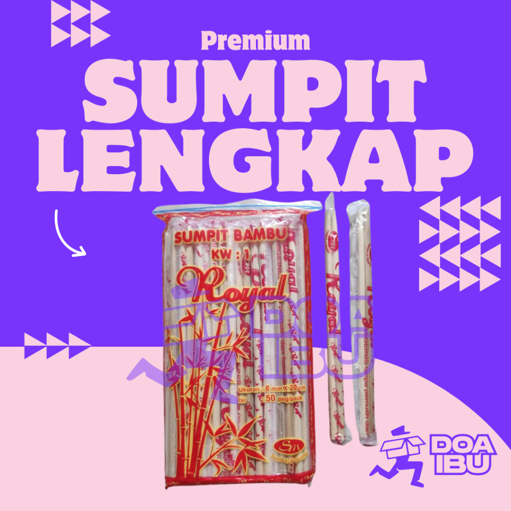 Jual [50 pasang] chopstick / Sumpit makan bambu isi 50 pcs / SUMPIT ...