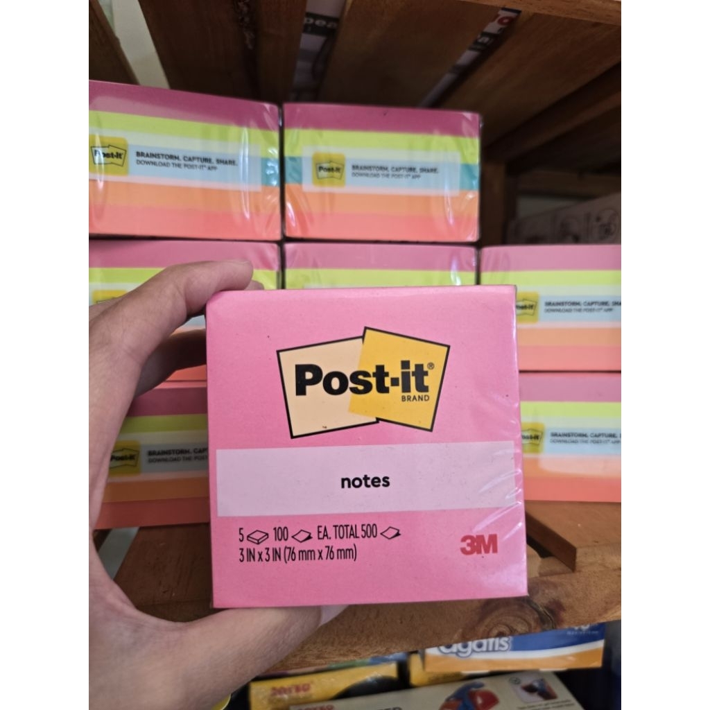 Jual 3M 654-AN Post It / Notes Kotak 5 Warna Ukuran 7.5 x 7.5 cm Bisa ...