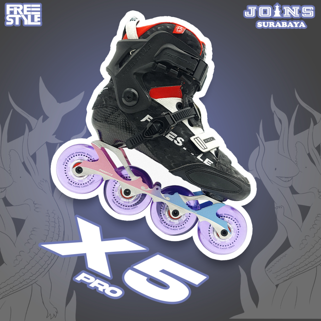 Jual Sepatu Roda Inline Freestyle Skate YJS X5 Pro Junior Carbon Black ...