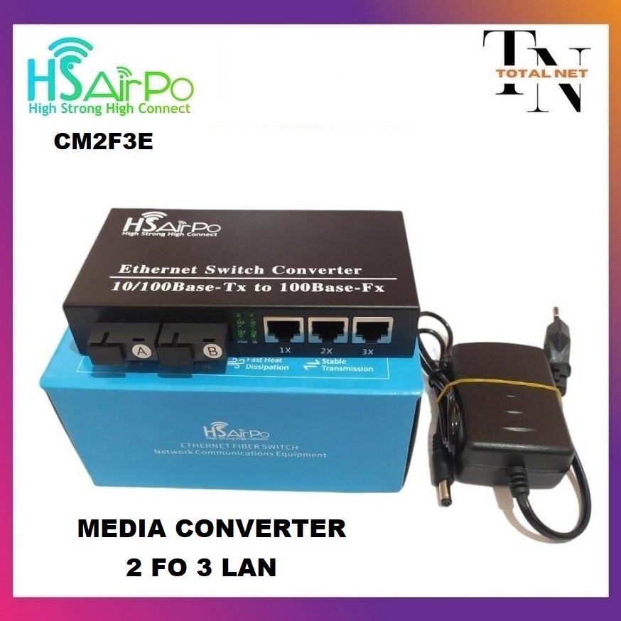 Jual HSAIRPO CM2F3E MEDIA CONVERTER 2 FO 3 LAN 10/100 2FO 3LAN | Shopee ...