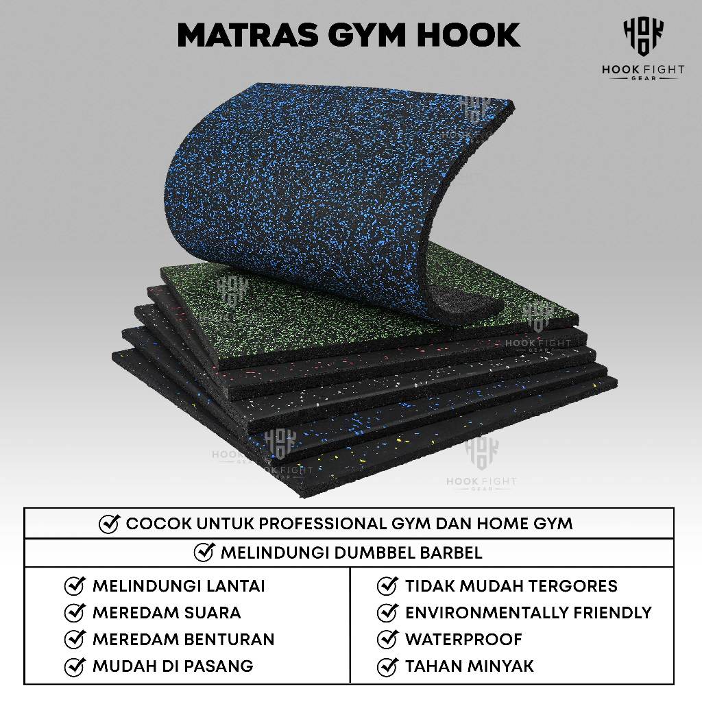Jual Matras Gym Karet 1.5cm - 2cm (50x50) Hook Karpet Fitness Rubber ...