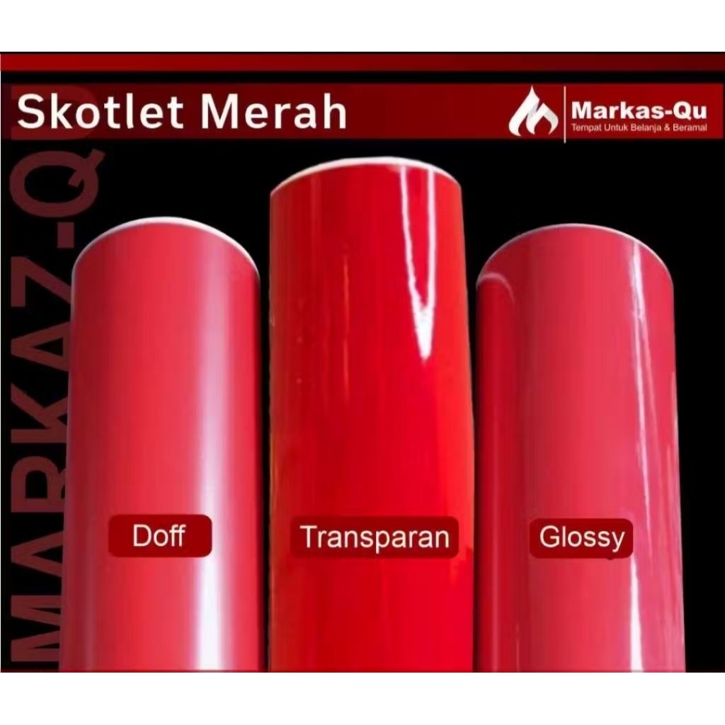 Jual Sticker Skotlet Merah Transparan / Glossy / Doff ( per 25cm ...