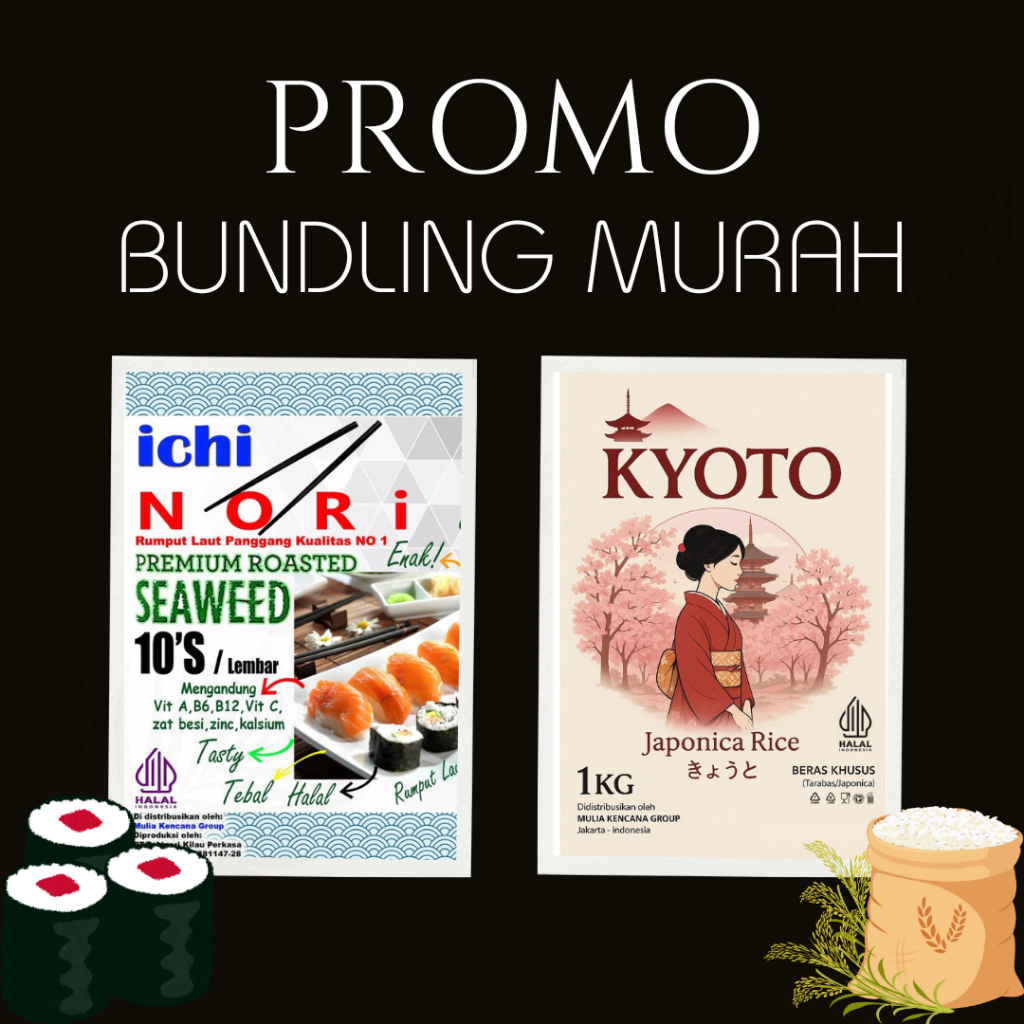 Jual PAKET MURAH ICHI NORI 10 S + BERAS KYOTO 1 KG / BERAS JEPANG SEPERTI KOSHIHIKARI, KOKOKU ...