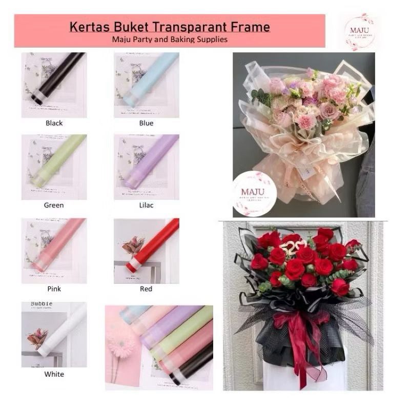 Jual (1 PAX ISI 20 LEMBAR) Kertas Buket TRANSPARANT FRAME/ Flower ...