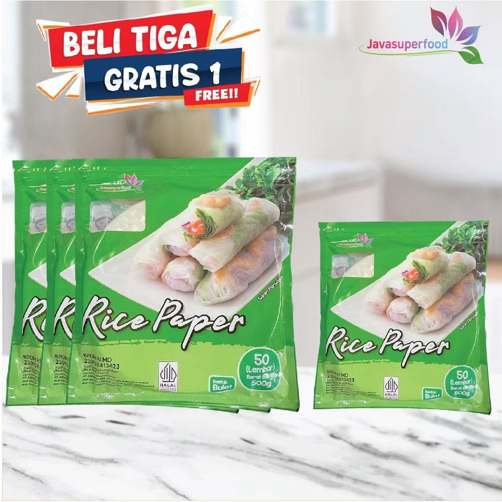 Jual [BELI 3 GRATIS 1] JAVA RICE PAPER 500GR/50LEMBAR/KULIT LUMPIA BANH ...
