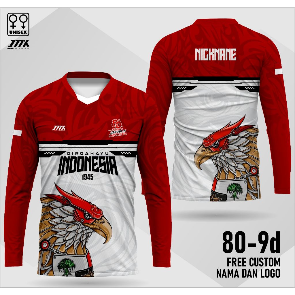 Jual jersey hut ri 80 indonesia garuda kaos 17 agustus jersey merah ...