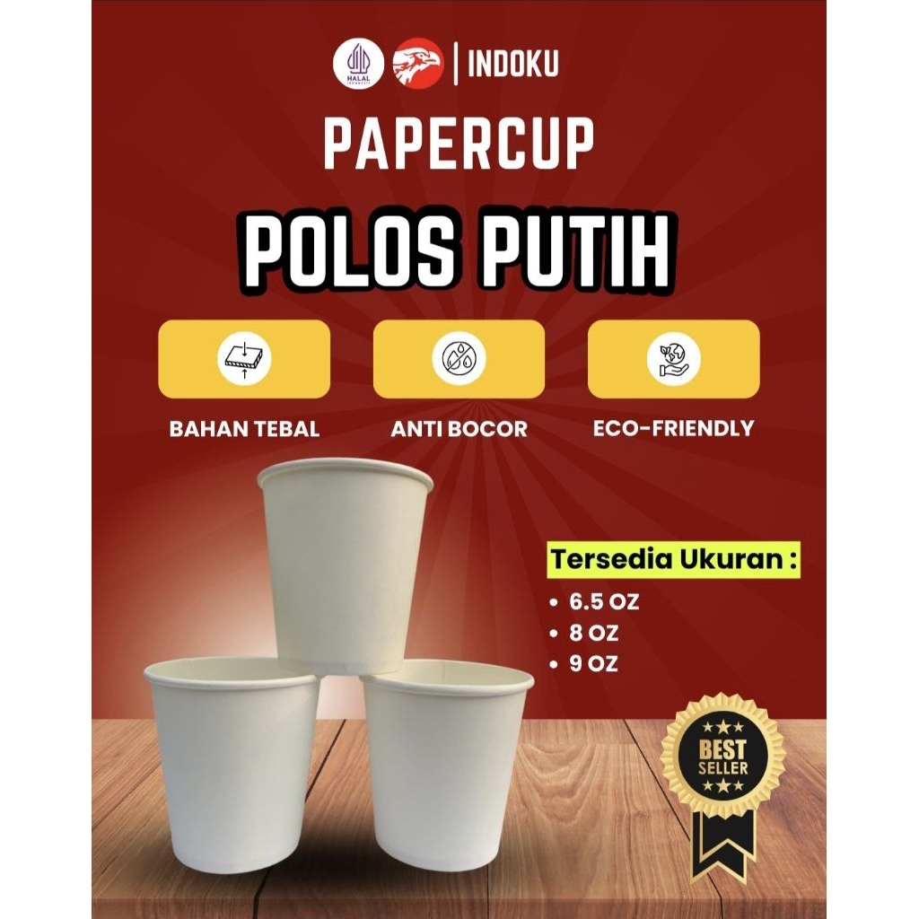 Jual PAPER CUP POLOS PUTIH 4oz,6,5oz,8oz,9oz,12ozSLIM. @50PCS/PACK ...