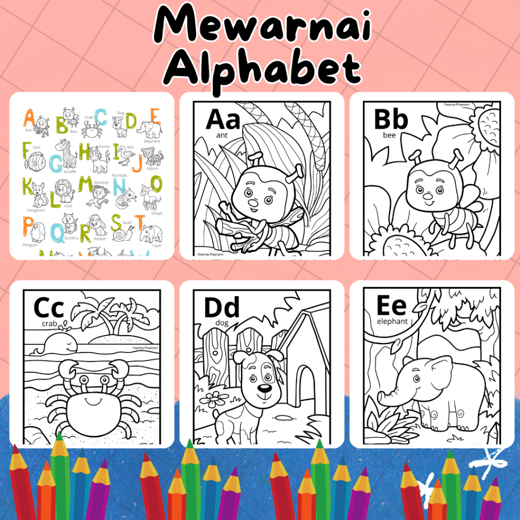 Jual MEWARNAI HURUF A-Z ALPHABET COLORING ALPHABET KERTAS UKURAN A5 ...
