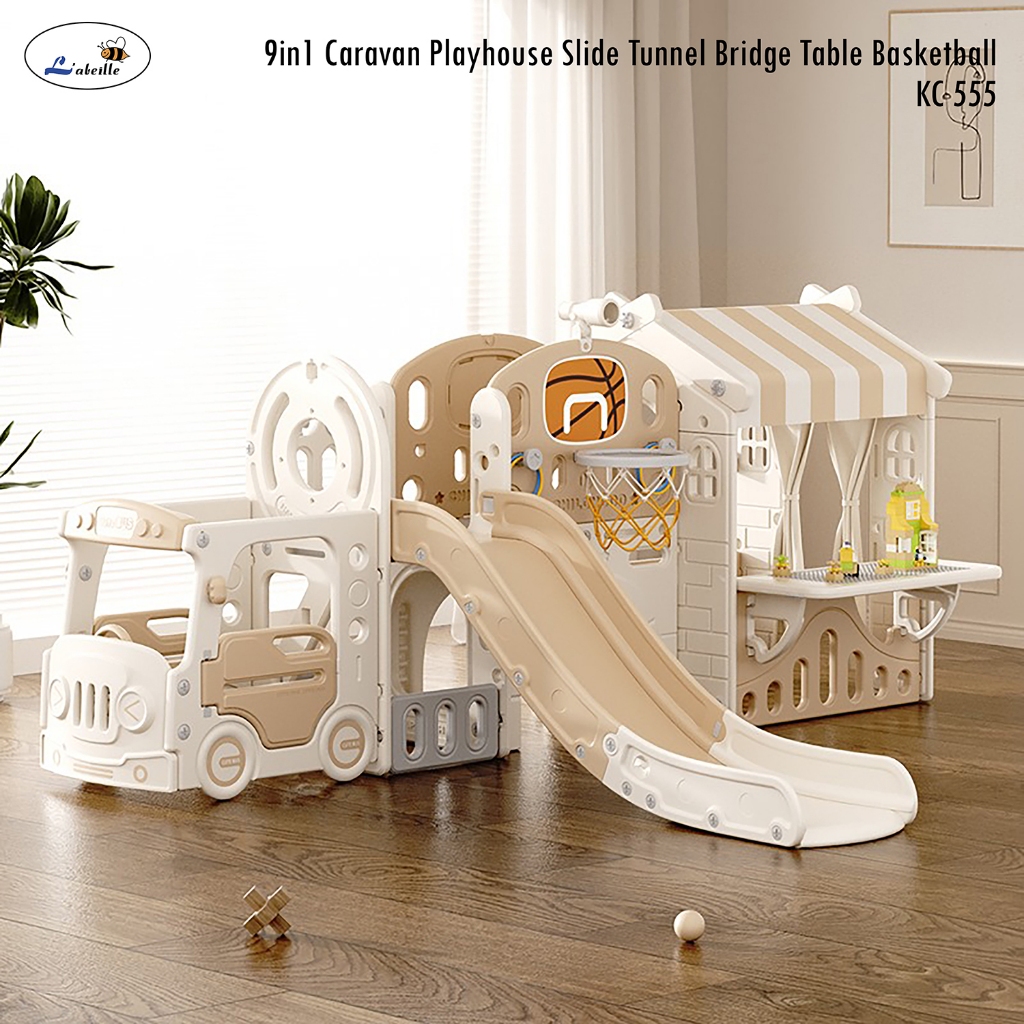 Jual Labeille KC 555 10in1 Caravan Playhouse Slide Tunnel Bridge Table ...
