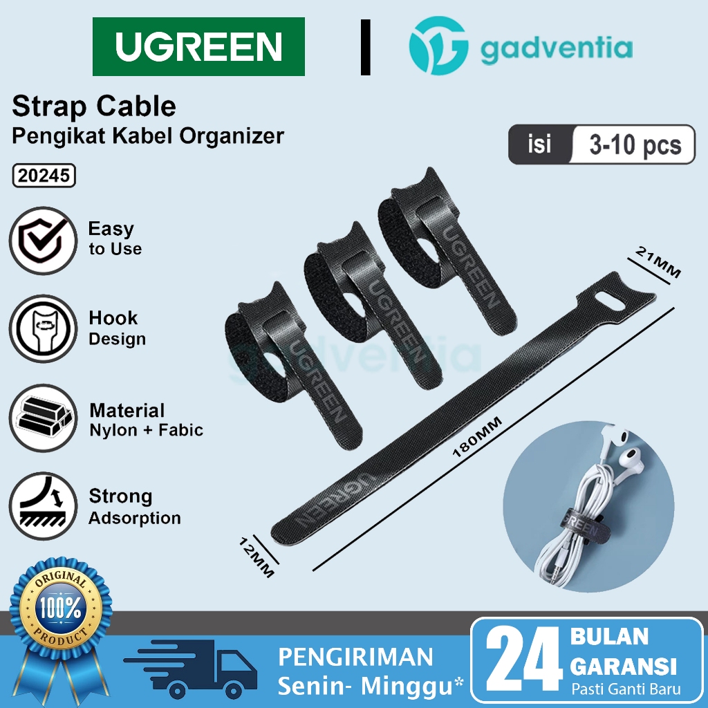 Jual UGREEN Velcro Strap Pengikat Perekat Kabel Klip Hook & Loop ...