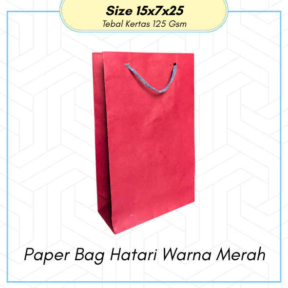 Jual PAPER BAG MERAH POLOS WAFER DAN MINUMAN UK.15 X 7 X 25 / TAS KADO ...