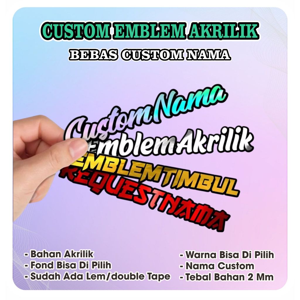 Jual (COD) Emblem Custom Nama Satuan Emblem Akrilik 2mm + Double Tap ...
