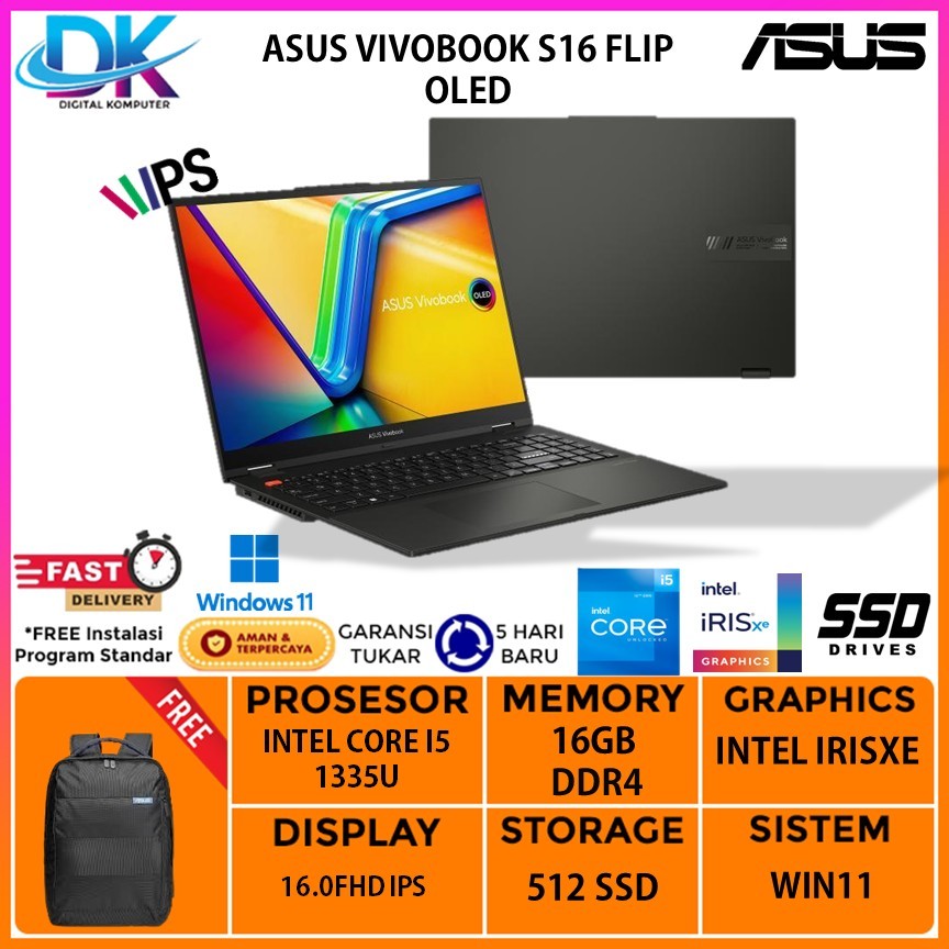 Jual ASUS VIVOBOOK S16 FLIP OLED TP3604VA TOUCH I5 1335 8/16GB 512GB ...
