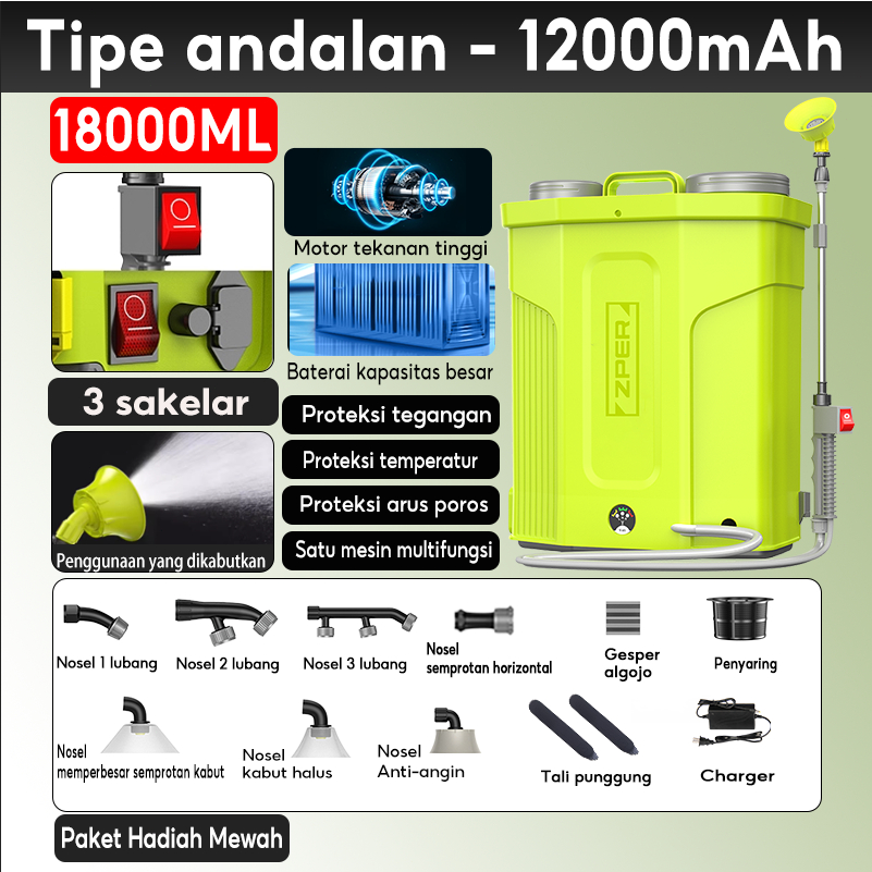 Jual [ZPER]12Ah Alat Semprot Tangki Sprayer Manual 18 Liter Alat ...