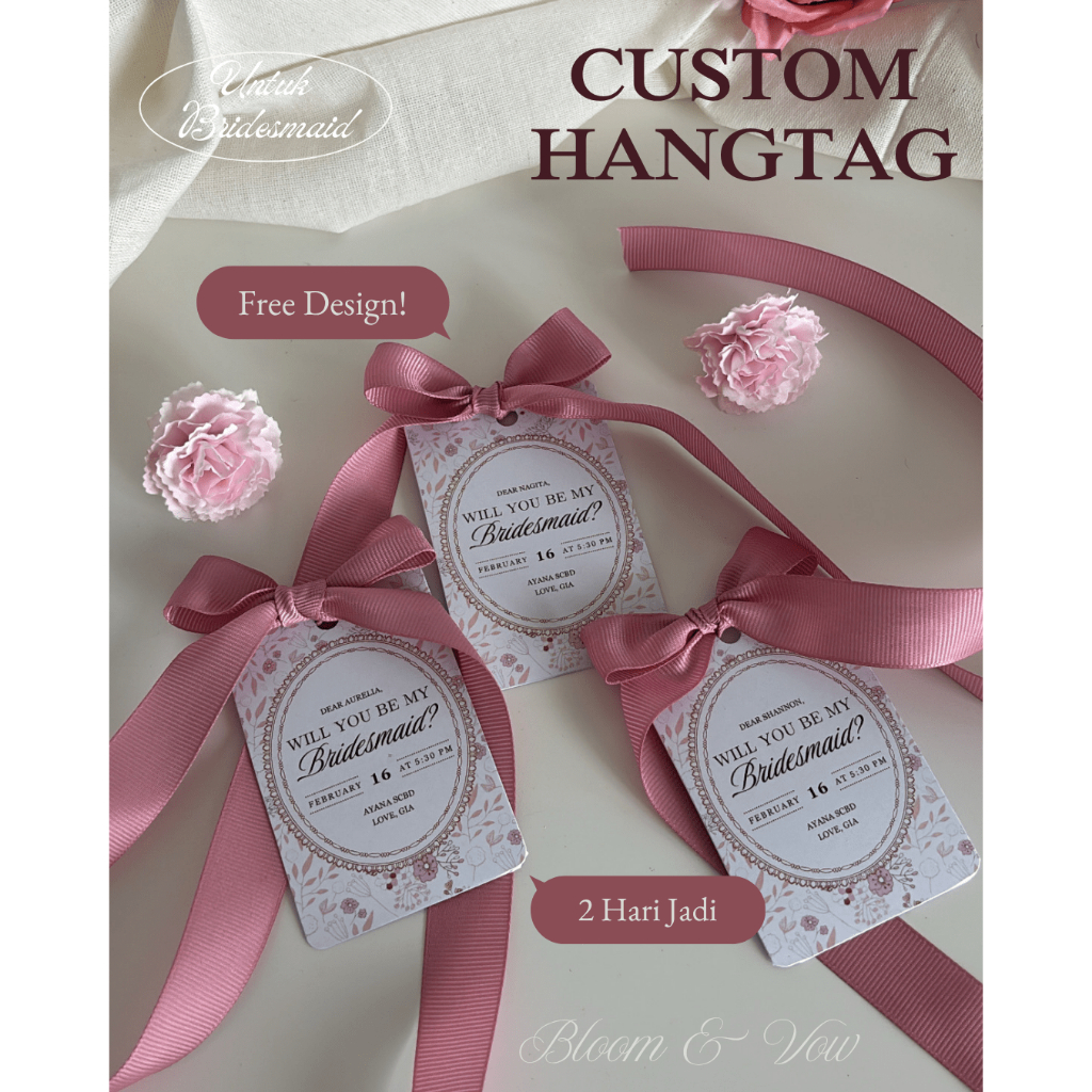 Jual Custom Hangtag Souvenir | 9PCS | Tag Nama Undangan Bridesmaid ...