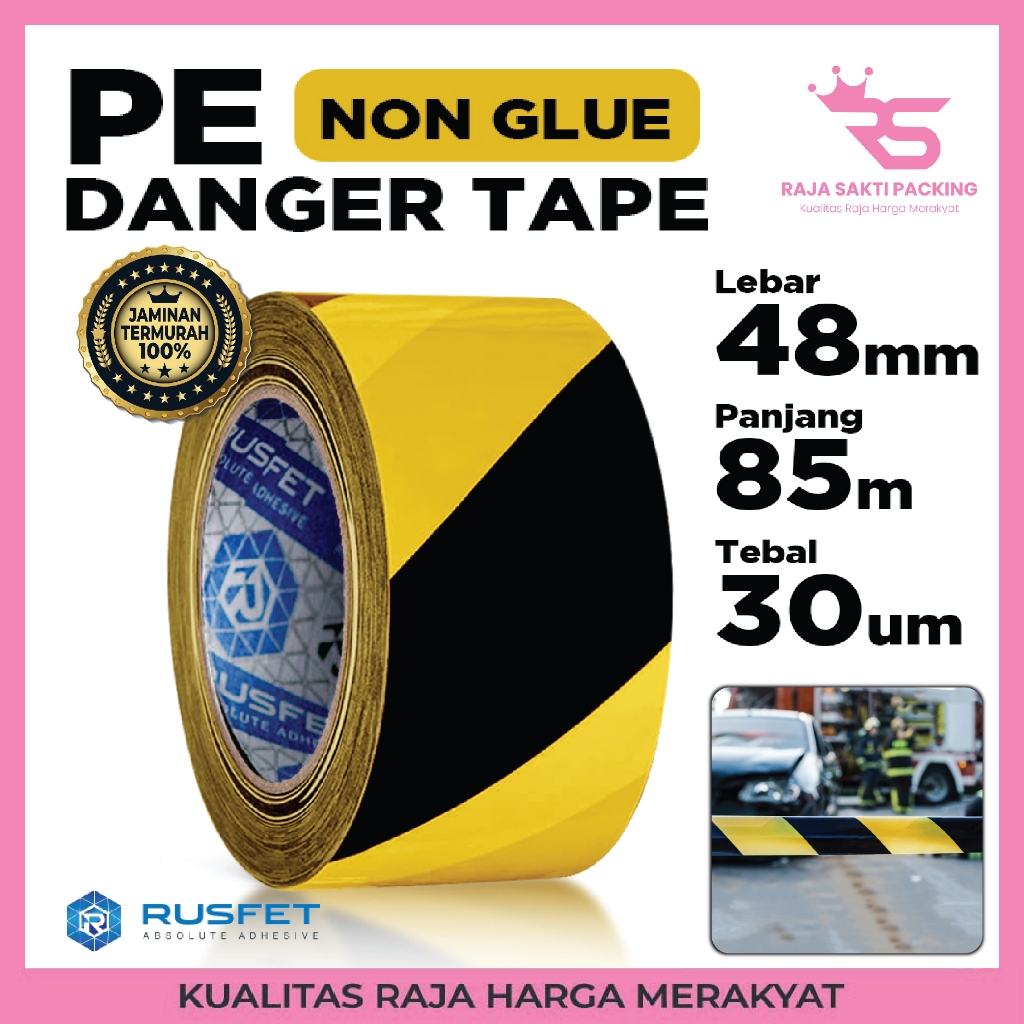 Jual PE Danger Police Line Kuning Hitam Pita Pembatas Safety Tape ...