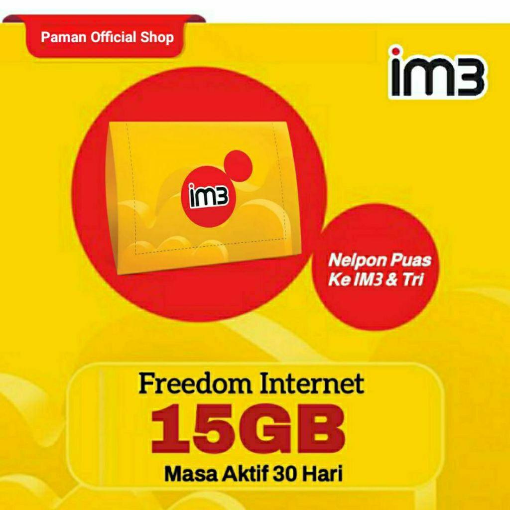 Jual Kartu Perdana IM3 Freedom Internet 15GB/30hari | Shopee Indonesia