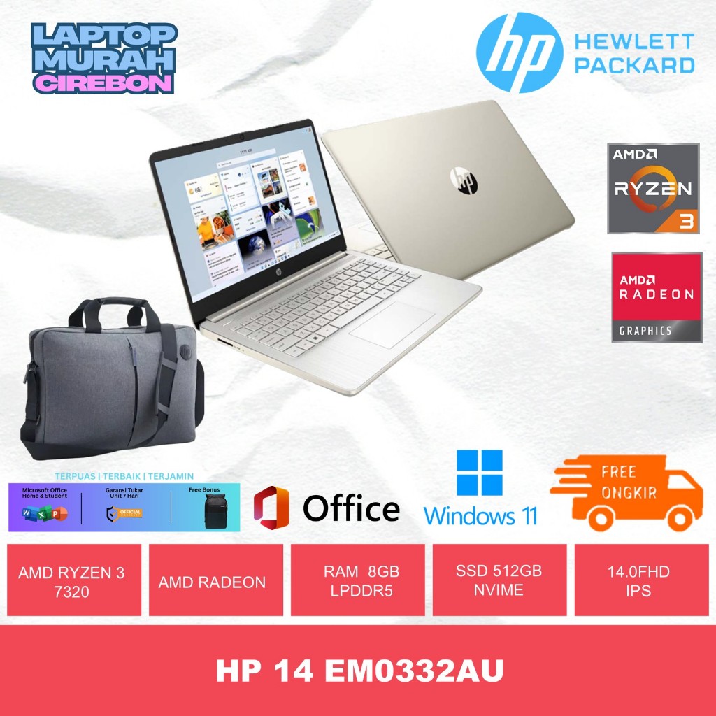 Jual HP 14 - EM0332AU/EM0333AU [AMD RYZEN 3 7320/ 8GB/ 512GB/ W11+OHS ...