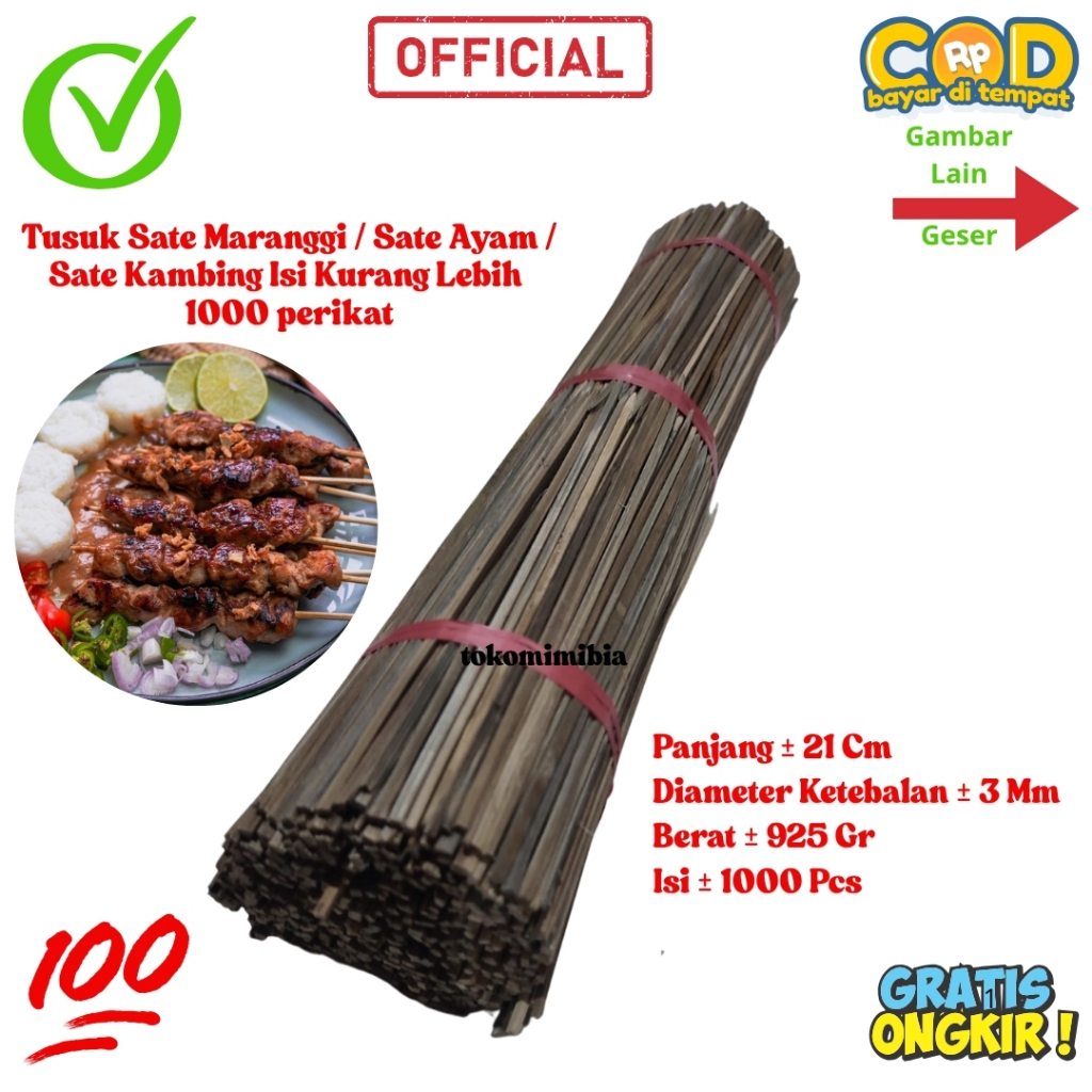 Jual Tusuk Sate Bambu Sunduk Lidi Daging Ayam Sempol Cilok Pentol ...