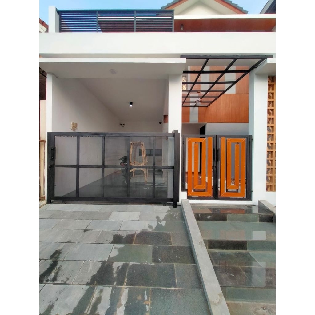 Jual pagar minimalis besi galvanis perforated modern | Shopee Indonesia