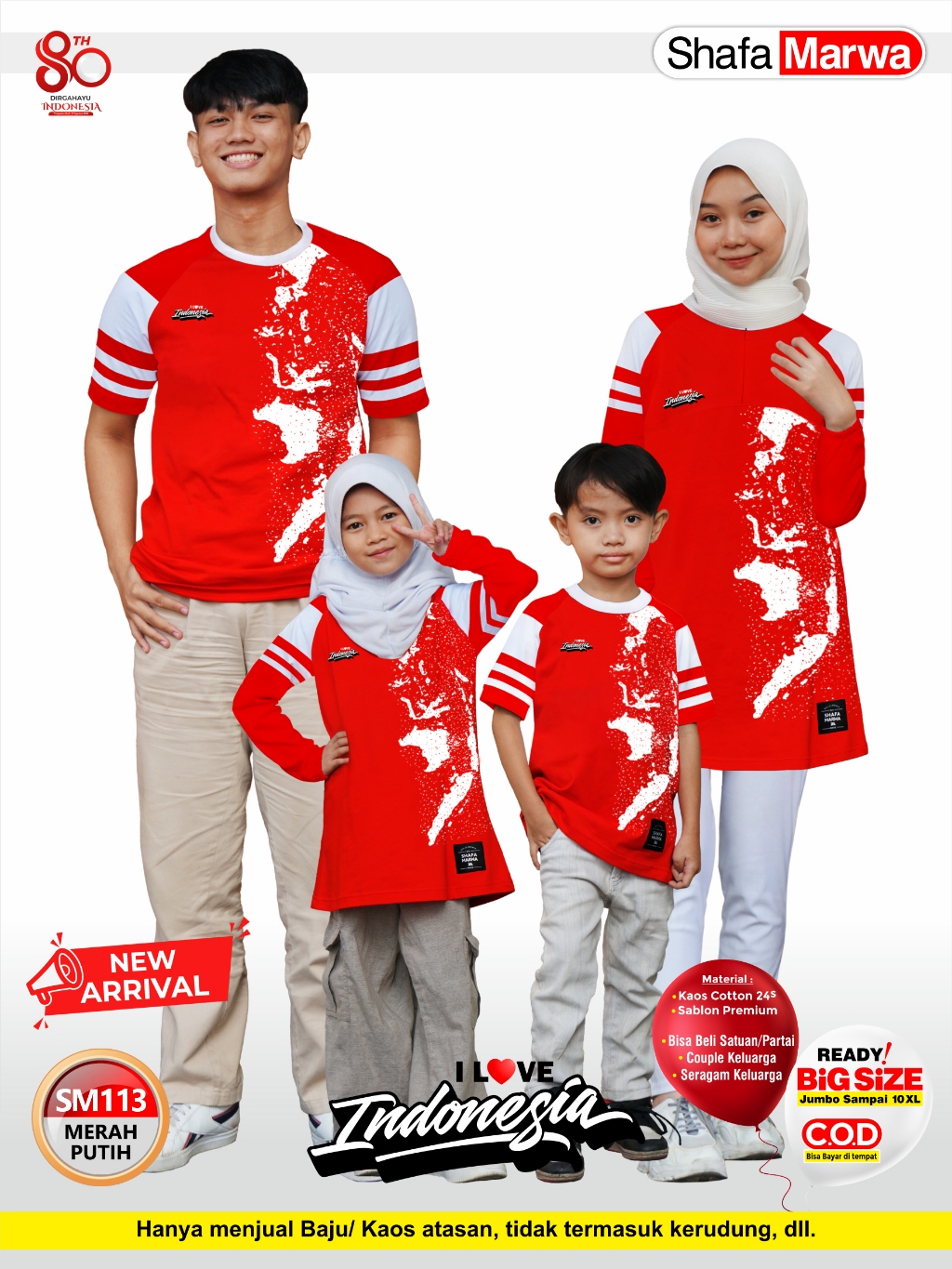 Jual Shafamarwa Baju Merah Putih Agustusan - Kaos Seragam Couple Edisi Kemerdekaan 17 Agustus ...
