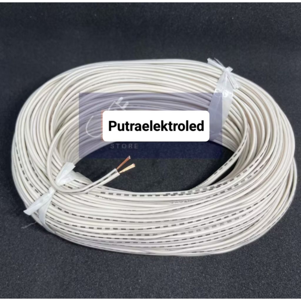Jual Kabel AWG24 Doubel 2x18 Serabut Panjang 50m Dia 0,12mm Putih Putih / Kabel Awg 24 Doubel ...