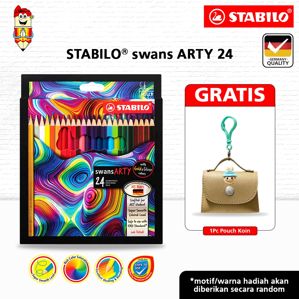 Jual STABILO swans ARTY Colored Pencils 24 pcs / Pensil Warna isi 24 ...