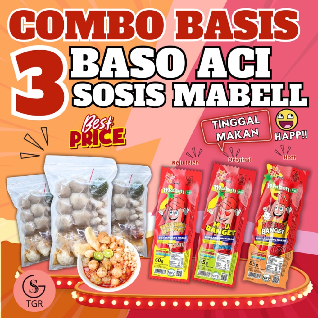 Jual [ COMBO BASIS II ] 3 BUNGKUS BASO ACI ORI MIX 3 SOSIS MABELL ...