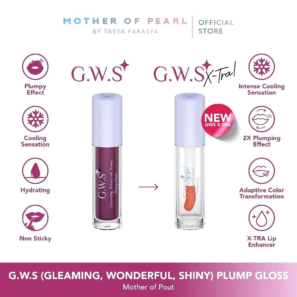 Jual MOP Mother Of Pearl Lipstik GWS XTRA FIERY PEACH PLUMPY GLOSS ...
