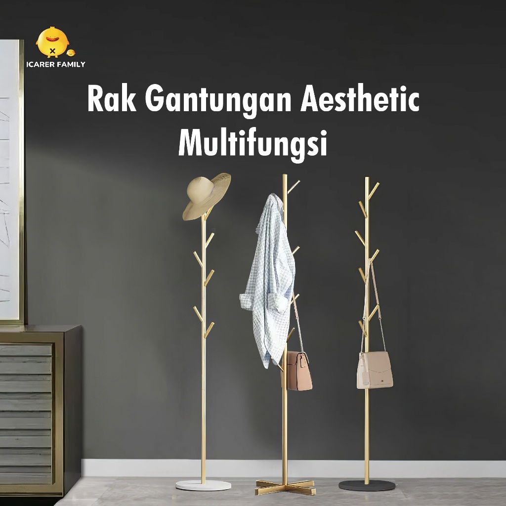 Jual Rak Gantungan Topi & Baju Besi Ranting Aesthetic Marmer | Berdiri ...