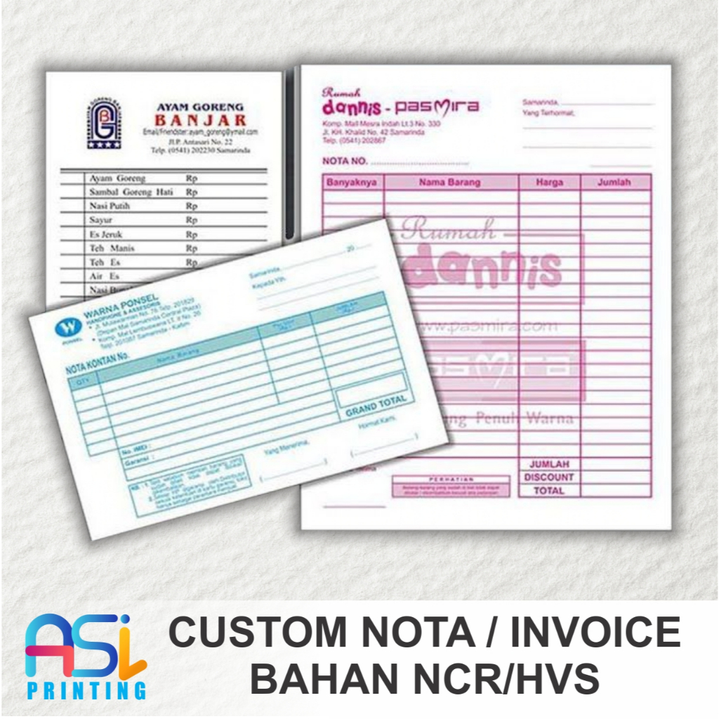 Jual NOTA / INVOICE CUSTOM DESAIN DAN UKURAN BAHAN NCR TEMBUS | Shopee ...