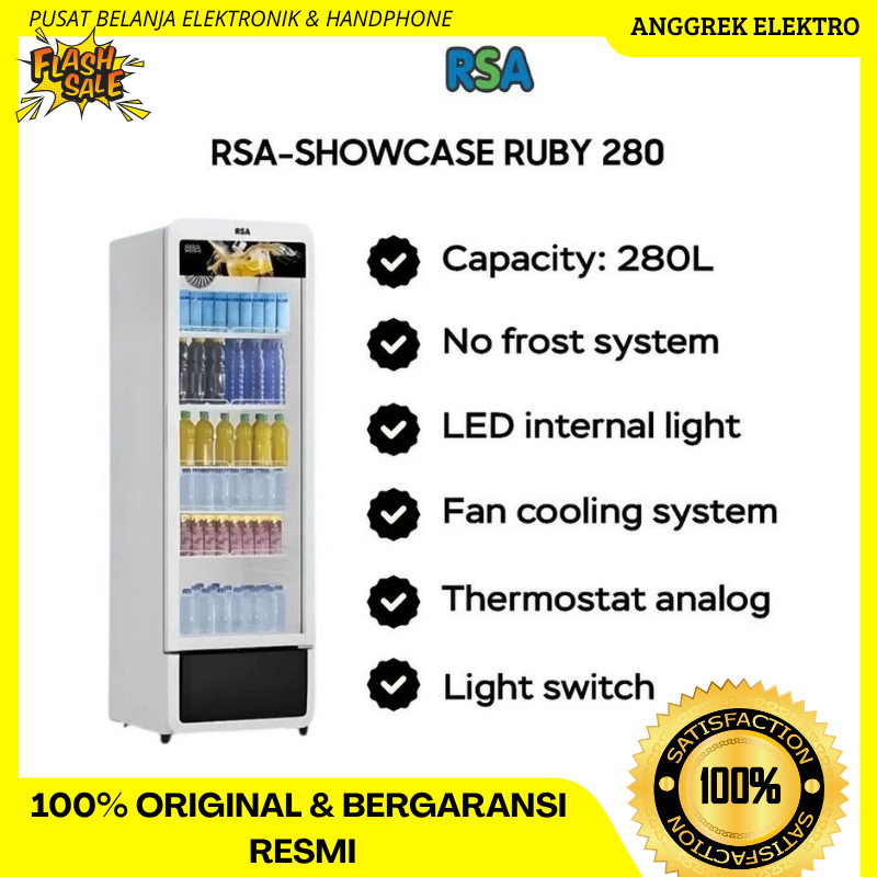 Jual SHOWCASE RSA DISPLAY COOLER RUBY-280 / 280 LITER 5 RAK garansi resmi | Shopee Indonesia