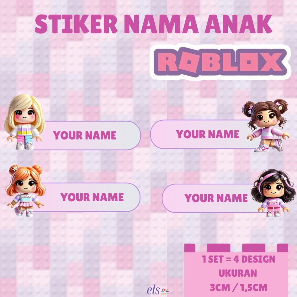 Jual Stiker Label Nama Anak Custom Roblox for Girl Sticker Premium ...