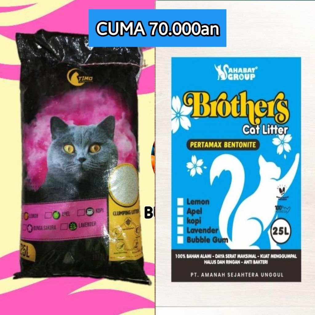 Jual Timo / Brothers Pasir Kucing Gumpal Wangi Bentonite 25 liter ...