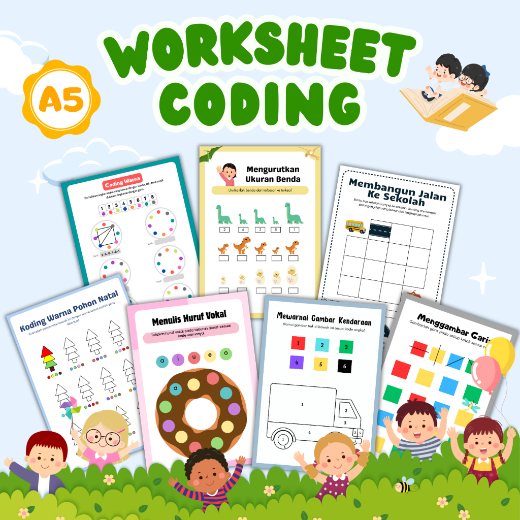Jual Worksheet Anak Coding Usia 2-12 Tahun Lembar Edukasi Belajar ...