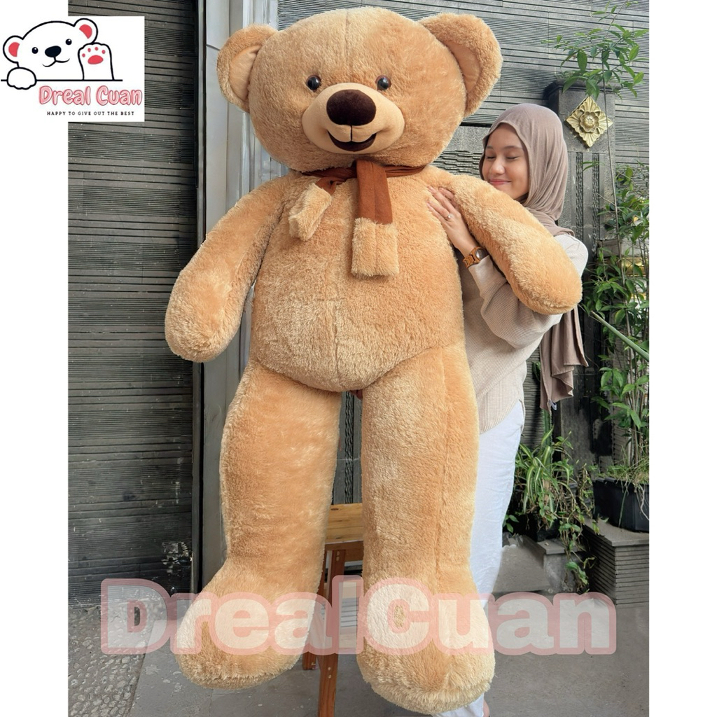Jual Boneka Teddy Bear Beruang Besar Super Jumbo syal Smiling polos ...