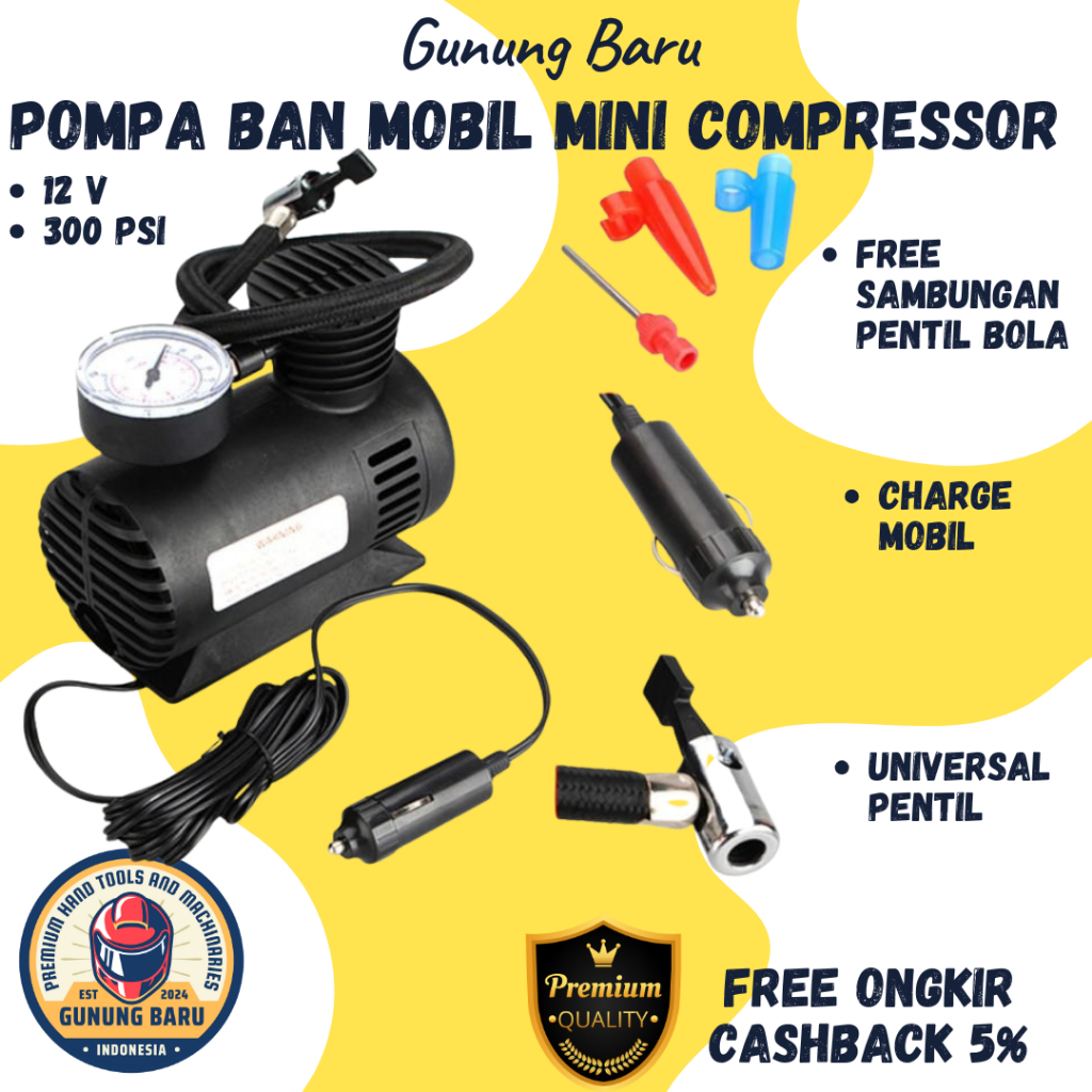 Jual Pompa Ban Mobil Mini Compressor Otomatis Premium | Shopee Indonesia